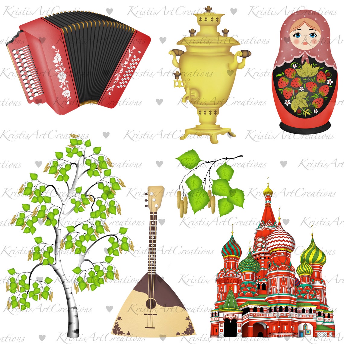 Russia Clipart, Digital Clipart, Kremlin Clipart, Matrioshka Clipart ...