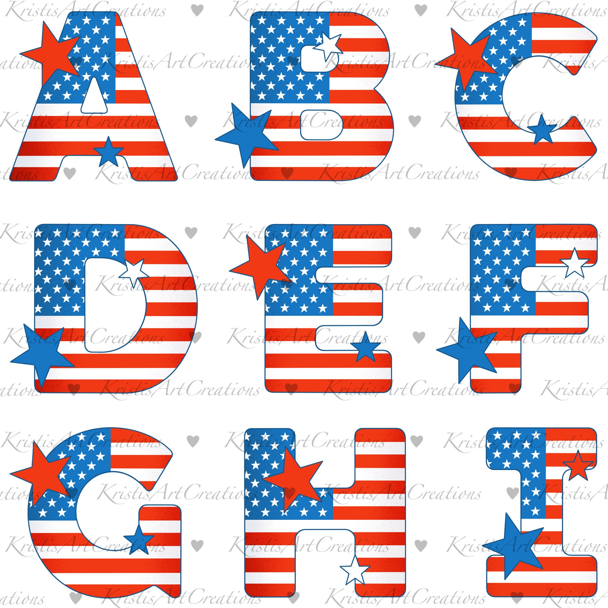 Independence Day Alphabet Clipart, Letters, Numbers, 4th of July ...
