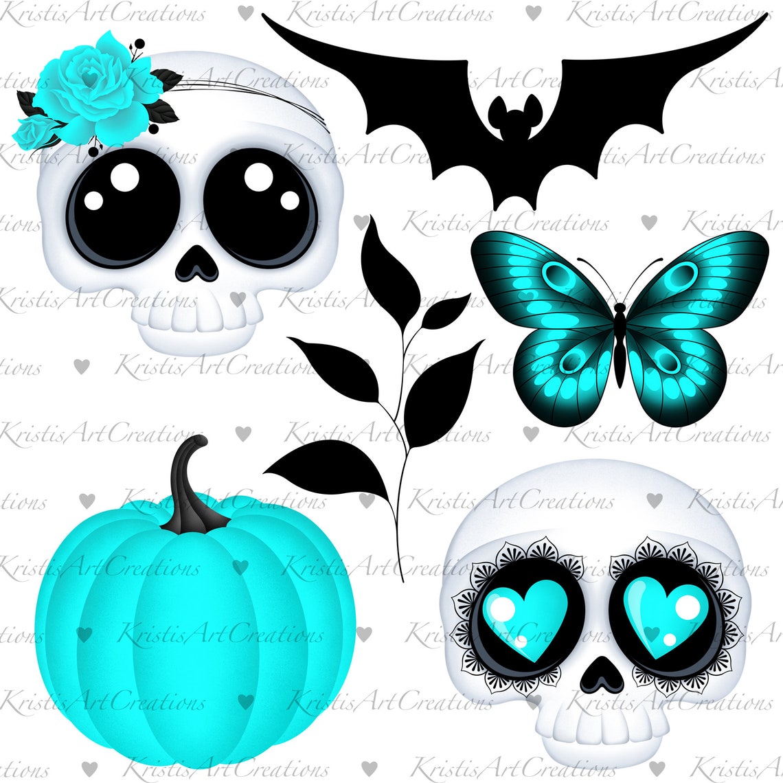 Cute Halloween Clipart Cute Scull Clipart Halloween Clipart - Etsy