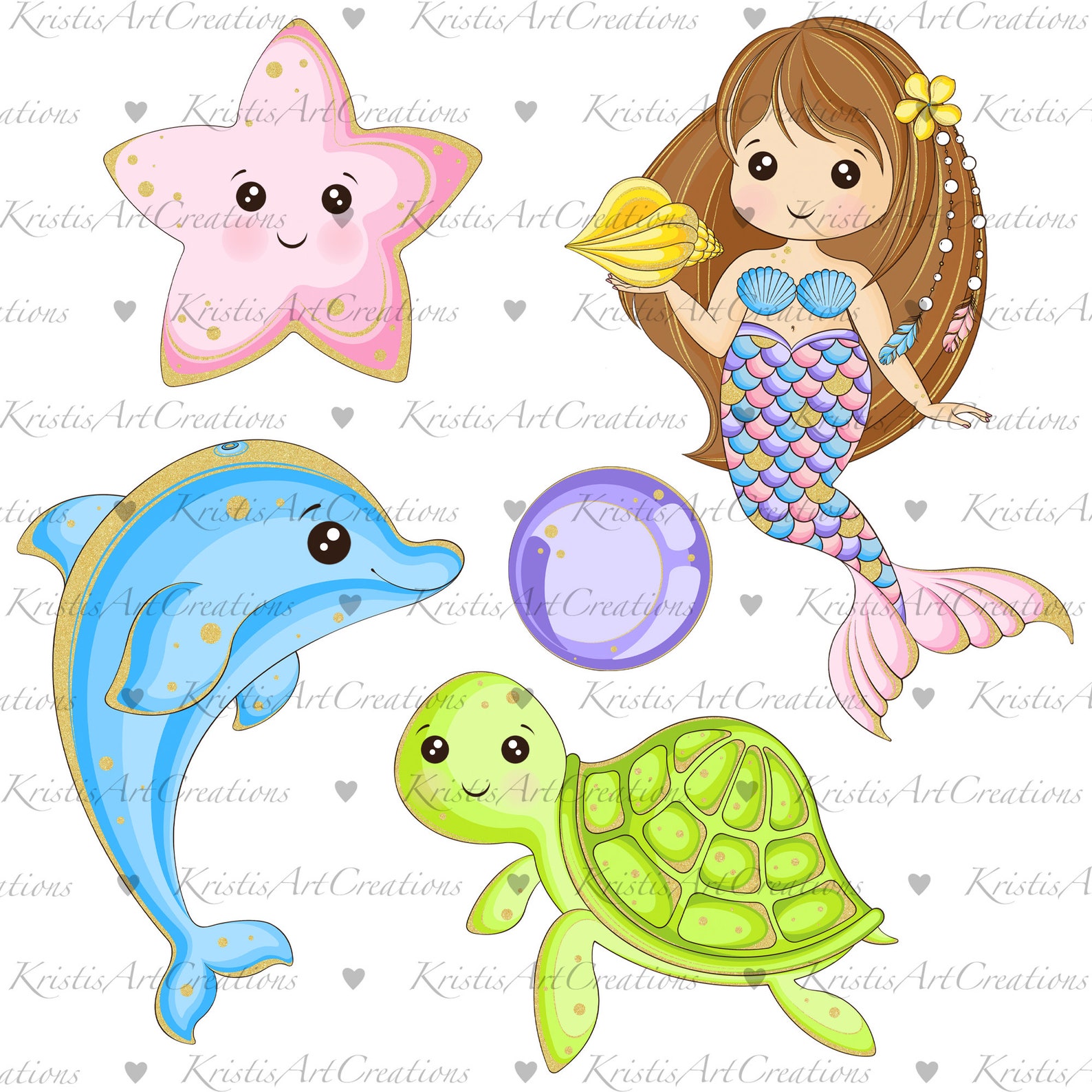 Mermaid Clipart, Cute Mermaids, Seaworld Clipart, Underwater, Summer ...