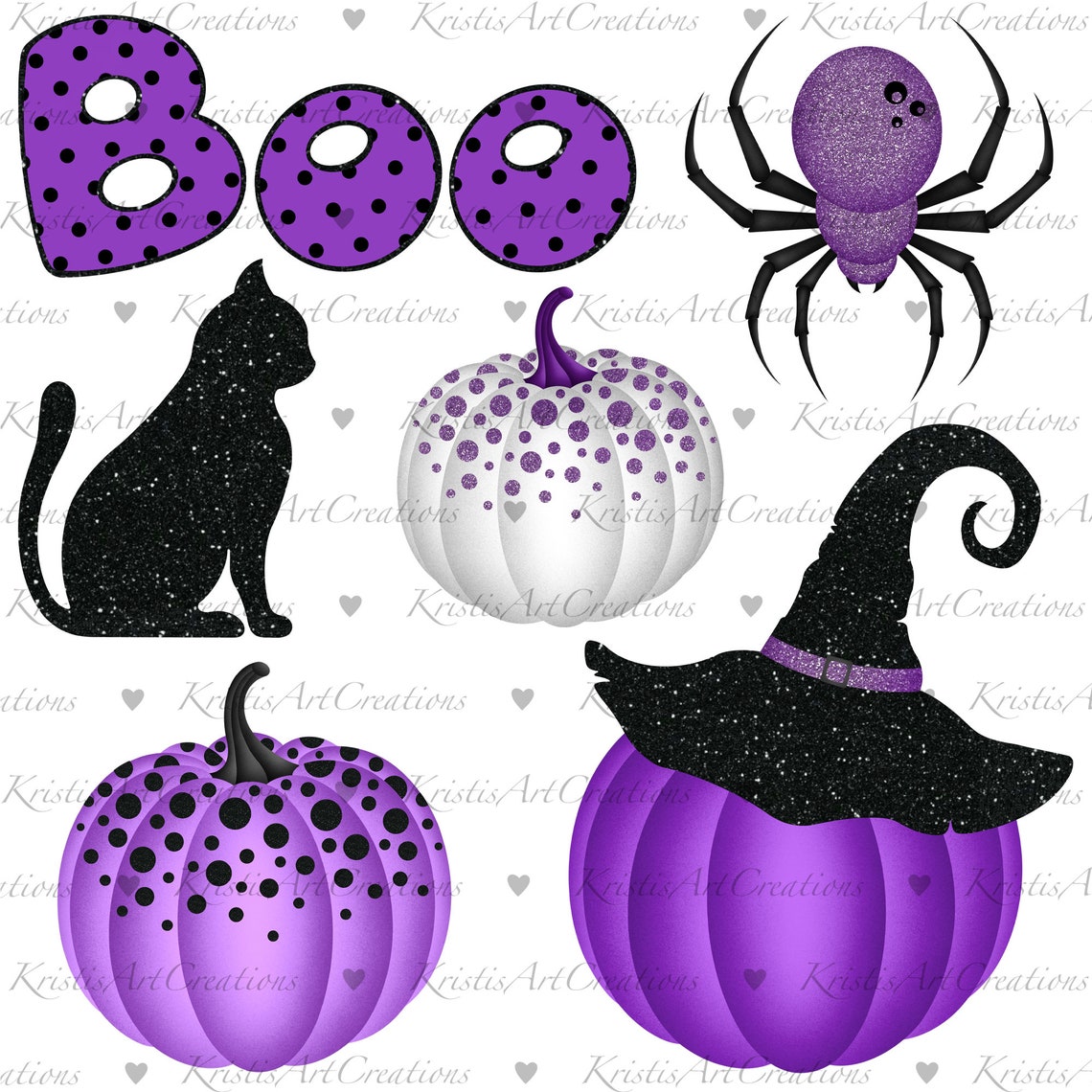 Purple Pumpkins Clipart Halloween Clipart boo Clipart - Etsy
