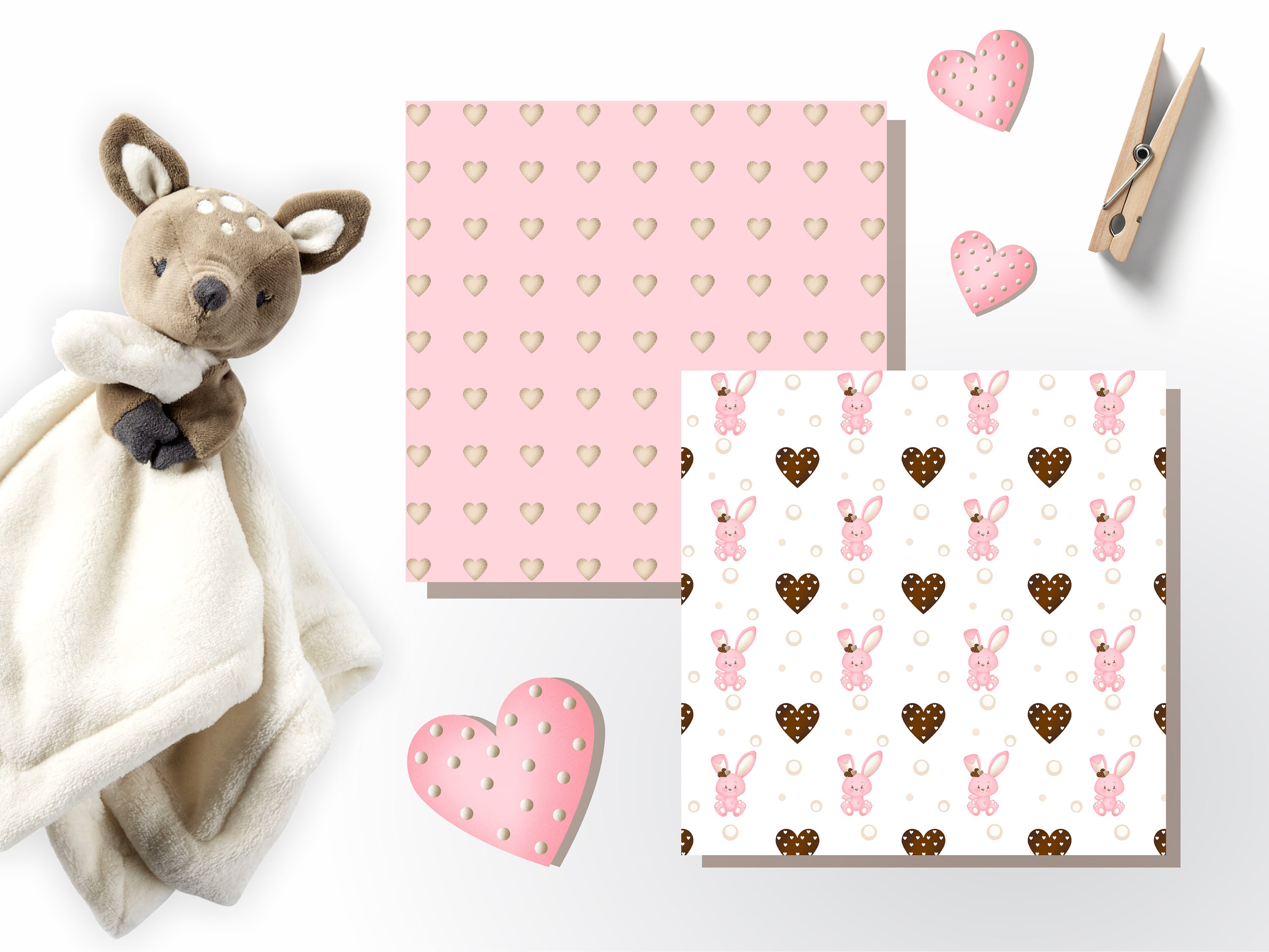 Digital Baby Girl Patterns, Baby Girl Seamless Patterns, Baby Girl ...