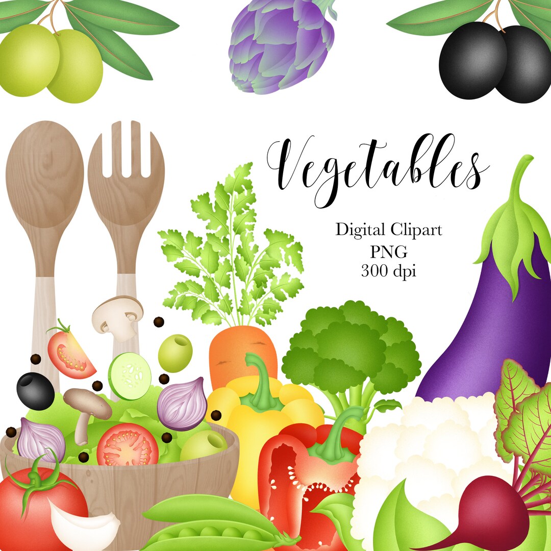 Vegetables Clipart, Food Clipart, Multicolor Clipart, Salad Clipart ...