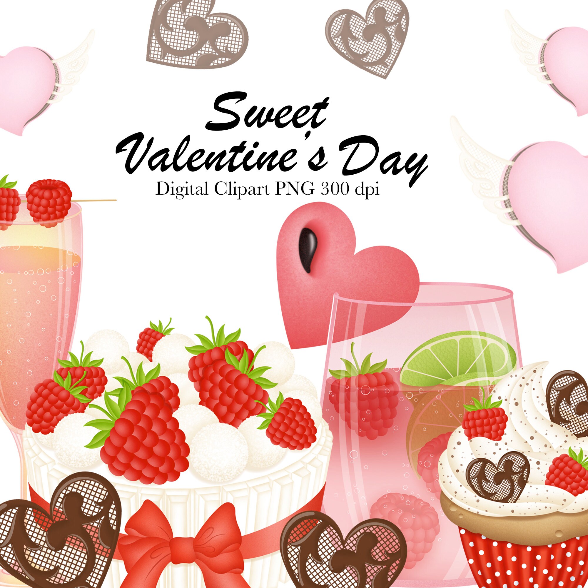 Sweet Valentines Day Clipart PNG Raspberry Clipart Love | Etsy