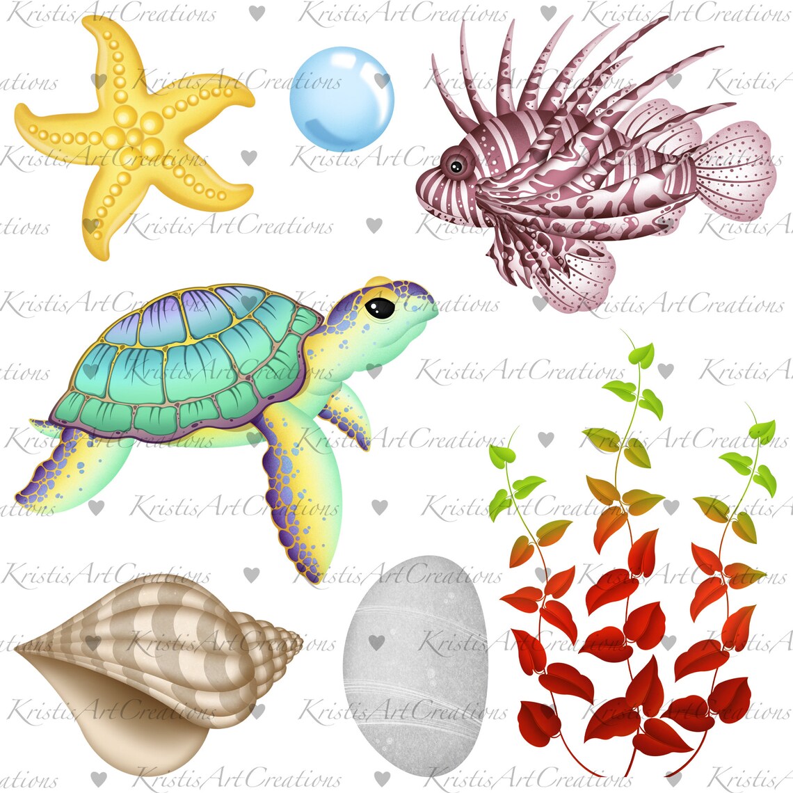Turtles Digital Clipart, Sea World Clipart, Underwater Clipart ...