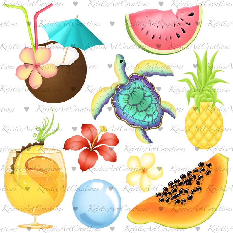 Hawaii Clipart, Aloha Clipart, Summer Clipart, Travel Clipart, Tropic ...