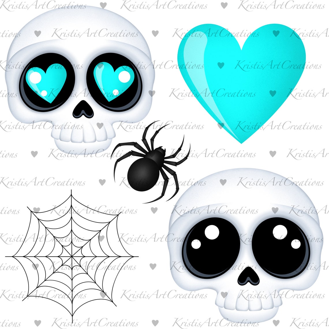 Cute Halloween Clipart Cute Scull Clipart Halloween Clipart - Etsy