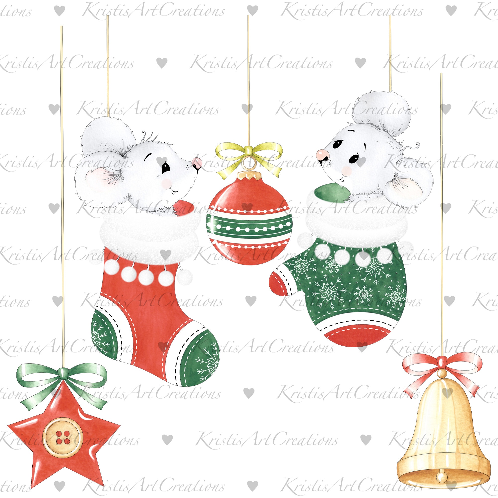 Watercolor Christmas Clipart Christmas Watercolor Clipart | Etsy