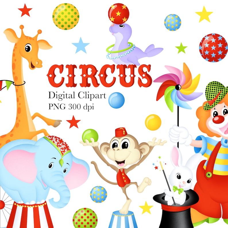 Circus Clipart, Circus Digital Clipart, Birthday Clipart, Circus Party ...