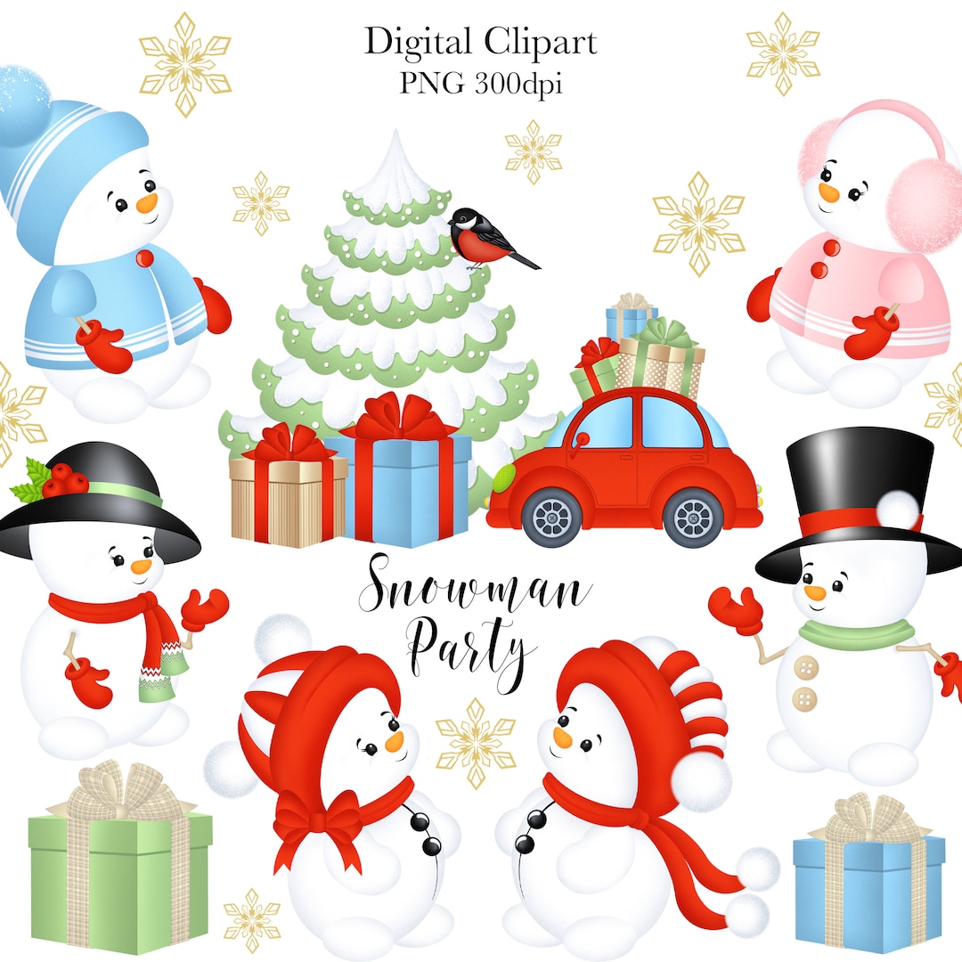 Cute Snowman Clipart, Snowman Party, Christmas, Happy New Year ...