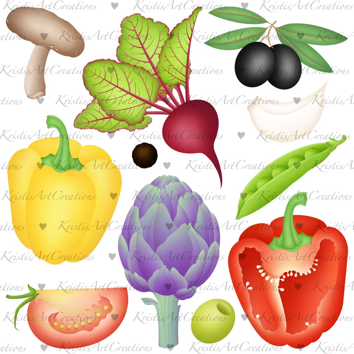 Vegetables Clipart Food Clipart Multicolor Clipart Salad - Etsy