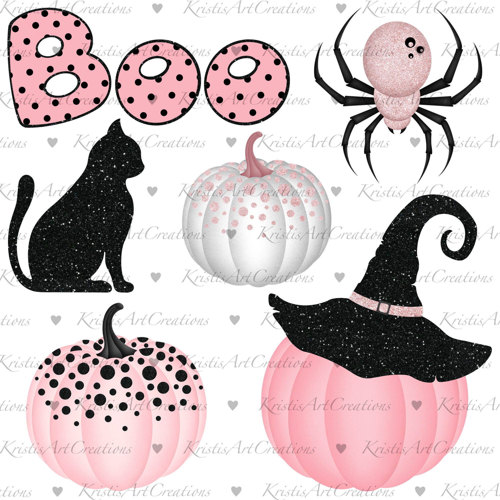 Pink Pumpkins Clipart Halloween Clipart boo Clipart Digital - Etsy