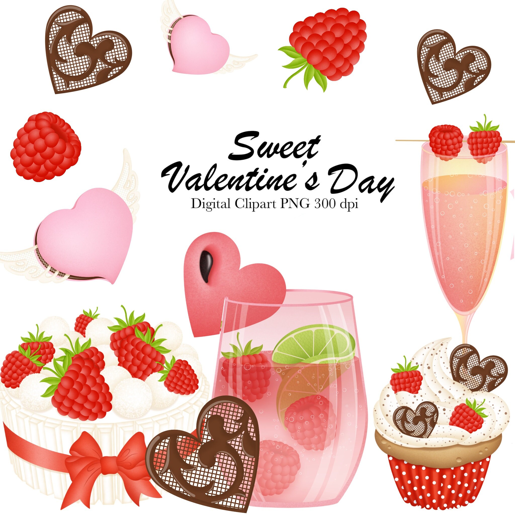 Sweet Valentines Day Clipart PNG, Raspberry Clipart, Love Digital ...