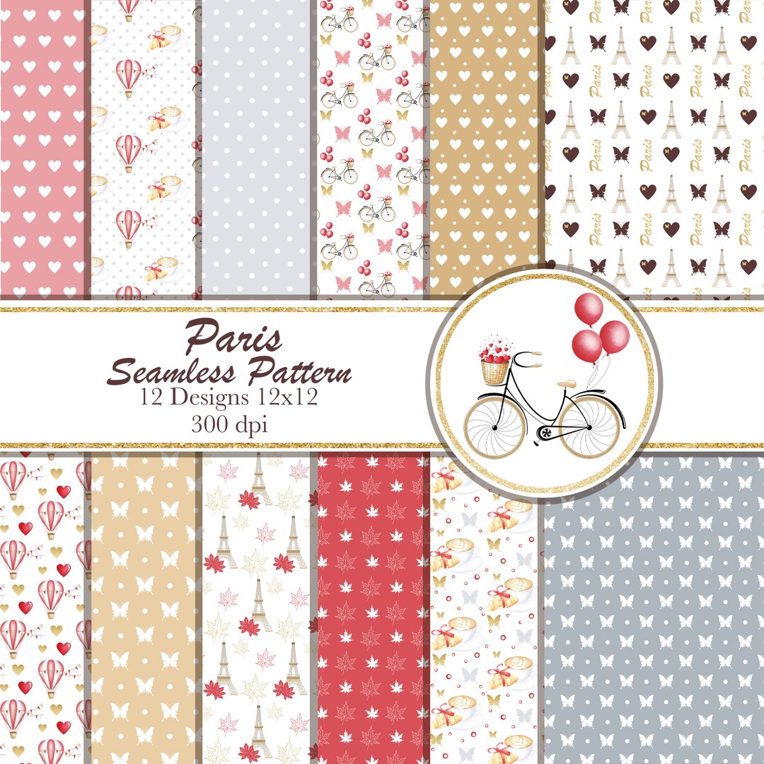 Digital Paris Pattern, Paris Seamless Pattern, Paris Digital Paper ...