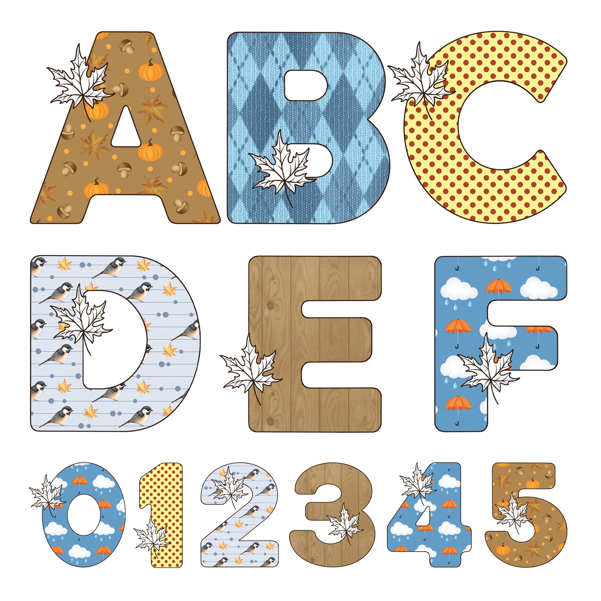 Autumn Alphabet Clipart, Fall Alphabet Clipart, Letters, Numbers, Fall ...