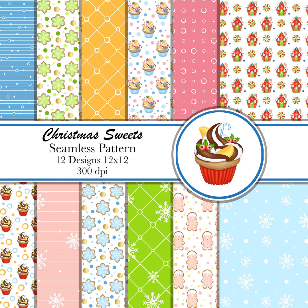 Christmas Sweets Seamless Patterns, Digital Print, Christmas Print ...