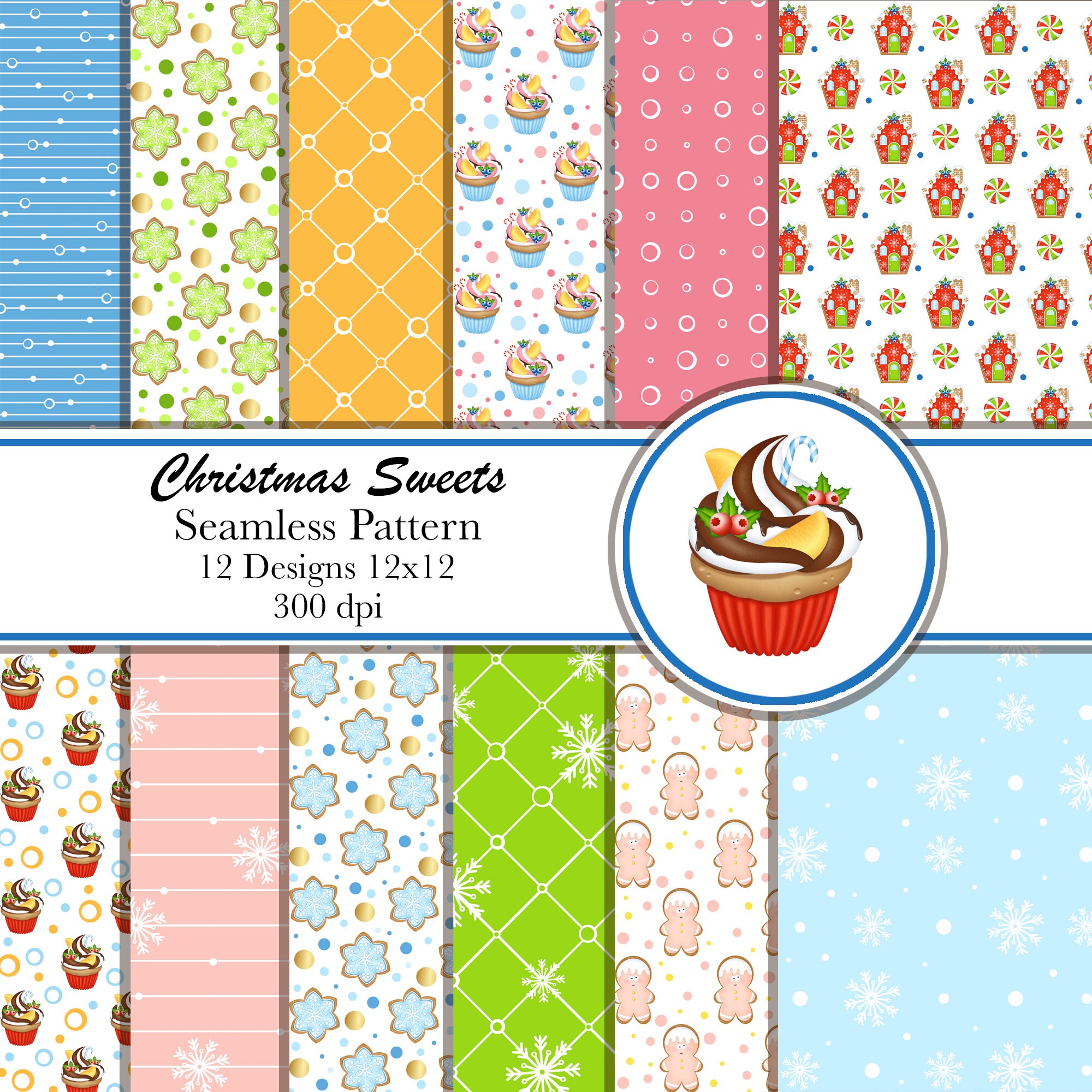 Christmas Sweets Seamless Patterns Digital Print Christmas - Etsy