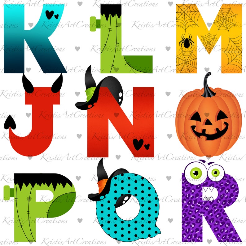 Halloween Alphabet Clipart, Halloween Numbers Clipart, Halloween ...
