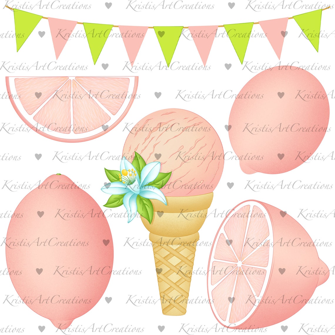 Pink Lemonade Clipart Lemon Clipart Summer Pink Clipart - Etsy