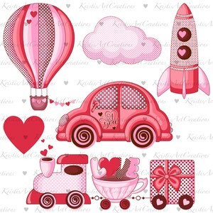 Valentine's Day Clipart, Valentines Day Transportation, Love Clipart ...