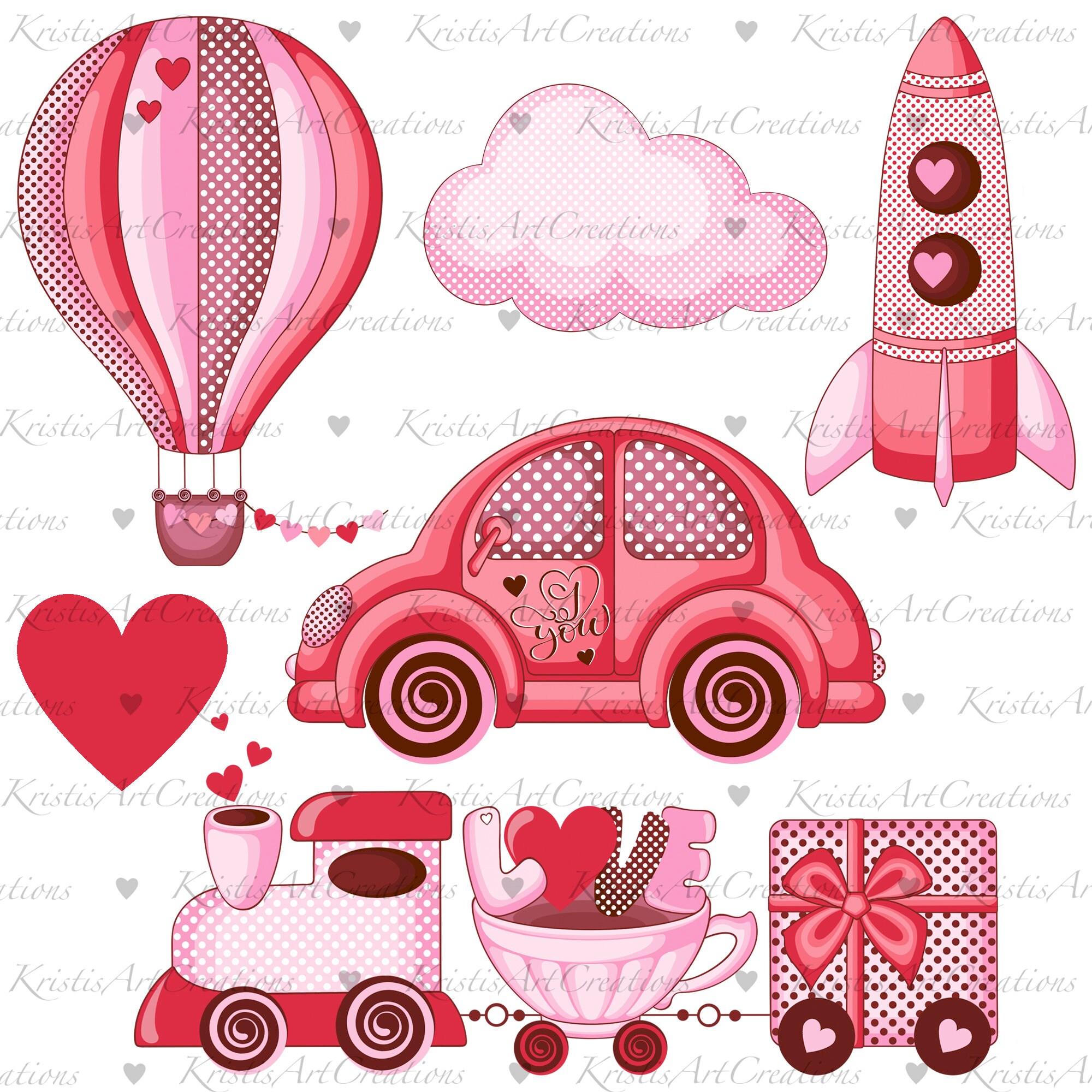 Valentine's Day Clipart, Valentines Day Transportation, Love Clipart ...