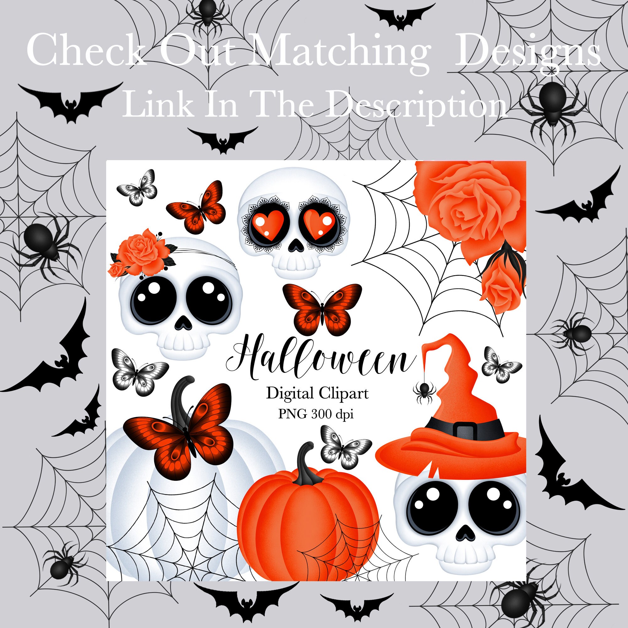 Cute Halloween Clipart Cute Scull Clipart Halloween Clipart - Etsy