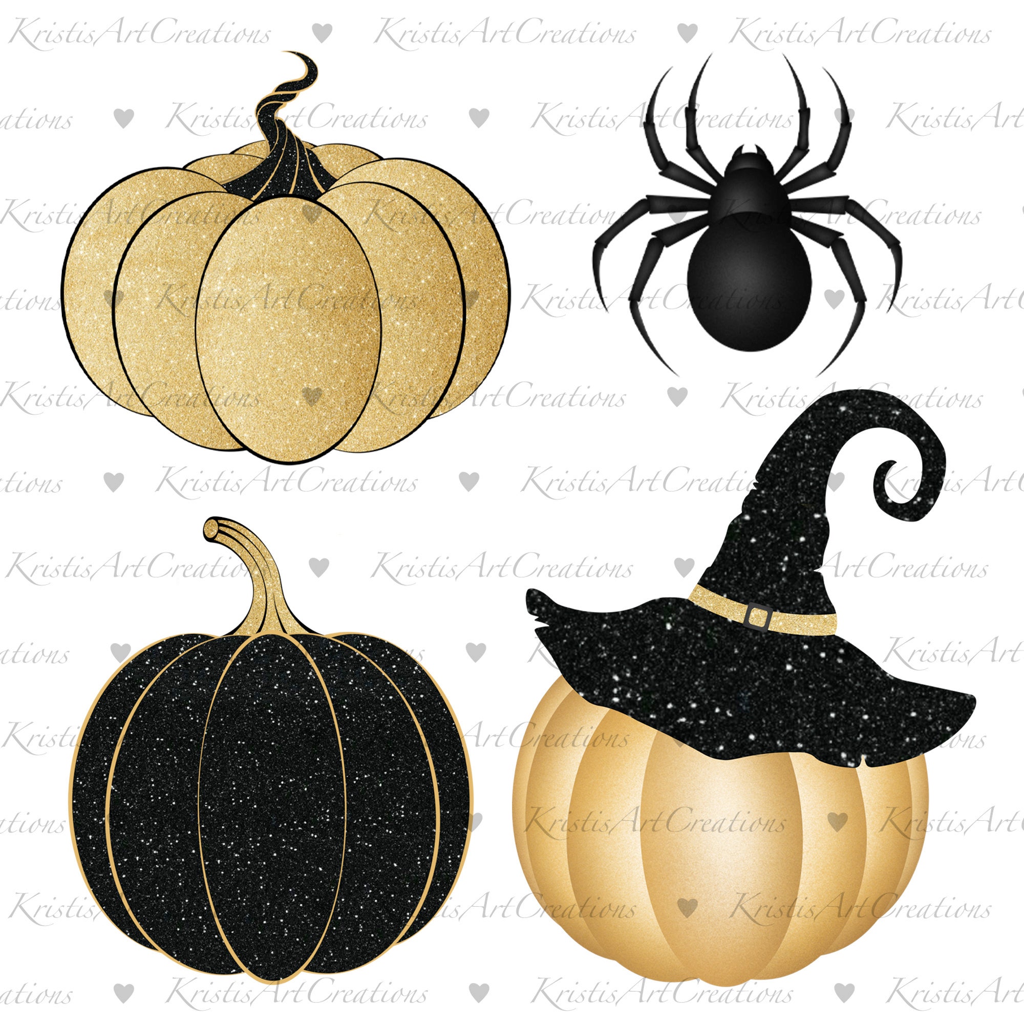 Golden Pumpkins Clipart, Halloween Clipart ,boo Clipart, Digital ...