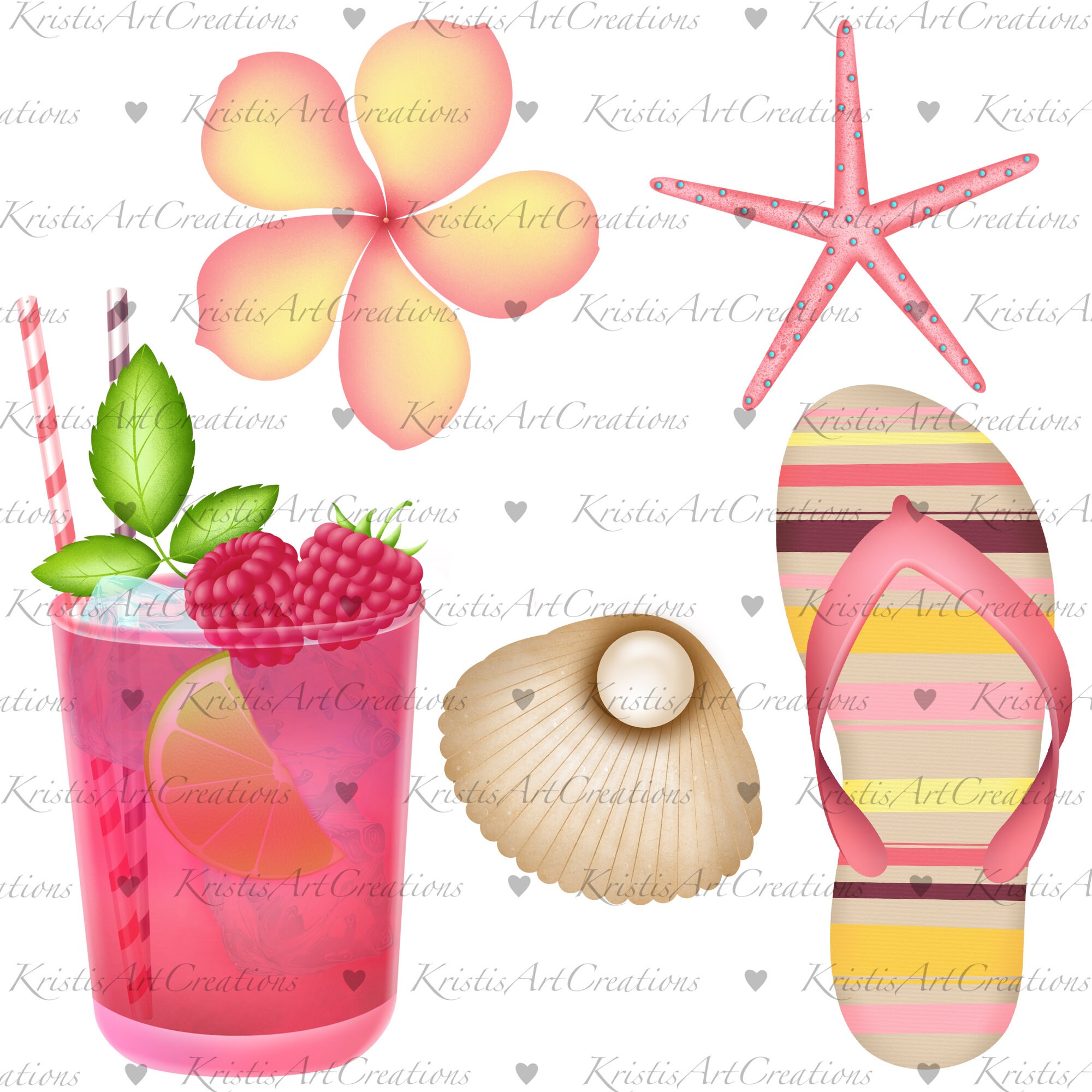 Summer Clipart Cocktail Clipart Fruits Clipart Summer Party - Etsy