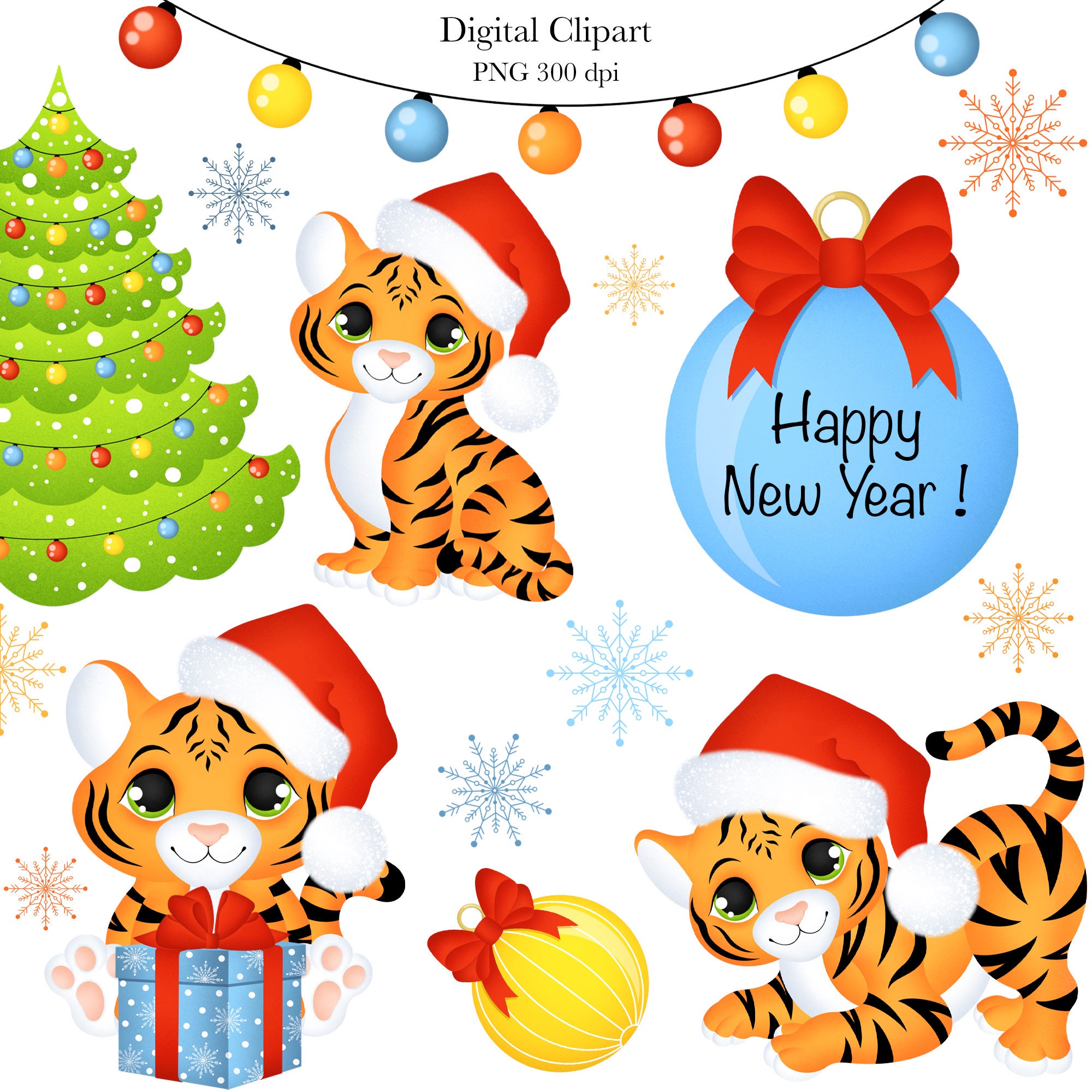 Happy New Year Clipart, Tiger Clipart, Tiger New Year Clipart, 2022 New ...