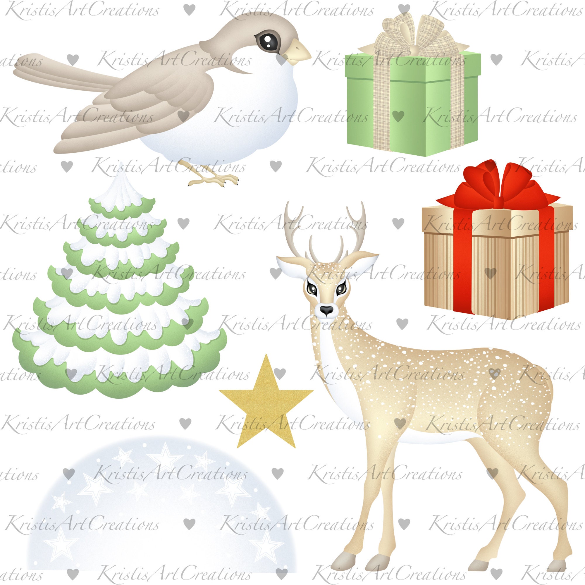 Winter Digital Clipart Christmas Merry Christmas Happy New - Etsy