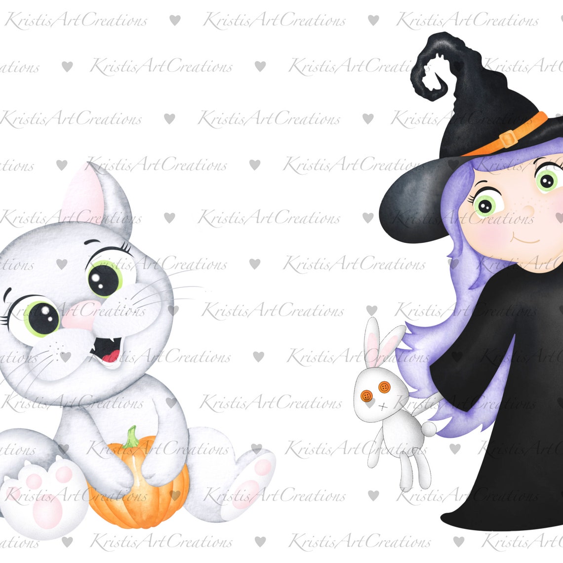 Watercolor Halloween Clipart, Happy Halloween Clipart, Halloween ...
