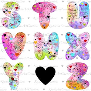 Valentine's Day Alphabet Clipart, Alphabet, Multicolor Alphabet, XOXO ...