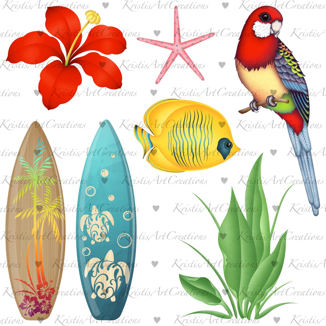 Hawaii Clipart, Aloha Clipart, Summer Clipart, Travel Clipart, Tropic ...