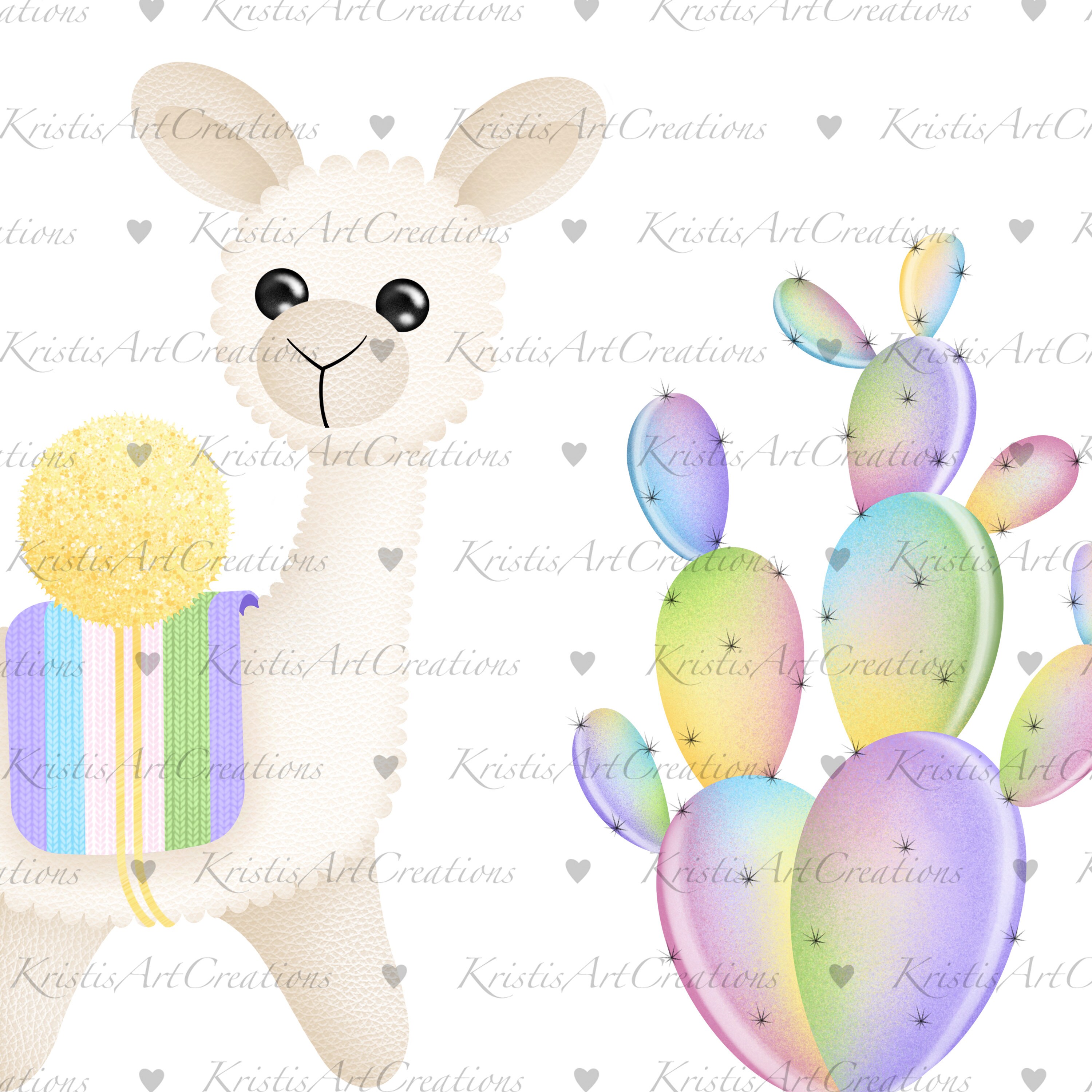 Llama Clipart Sale, Cactus Clipart, Llama Cactus Clipart, Clipart ...