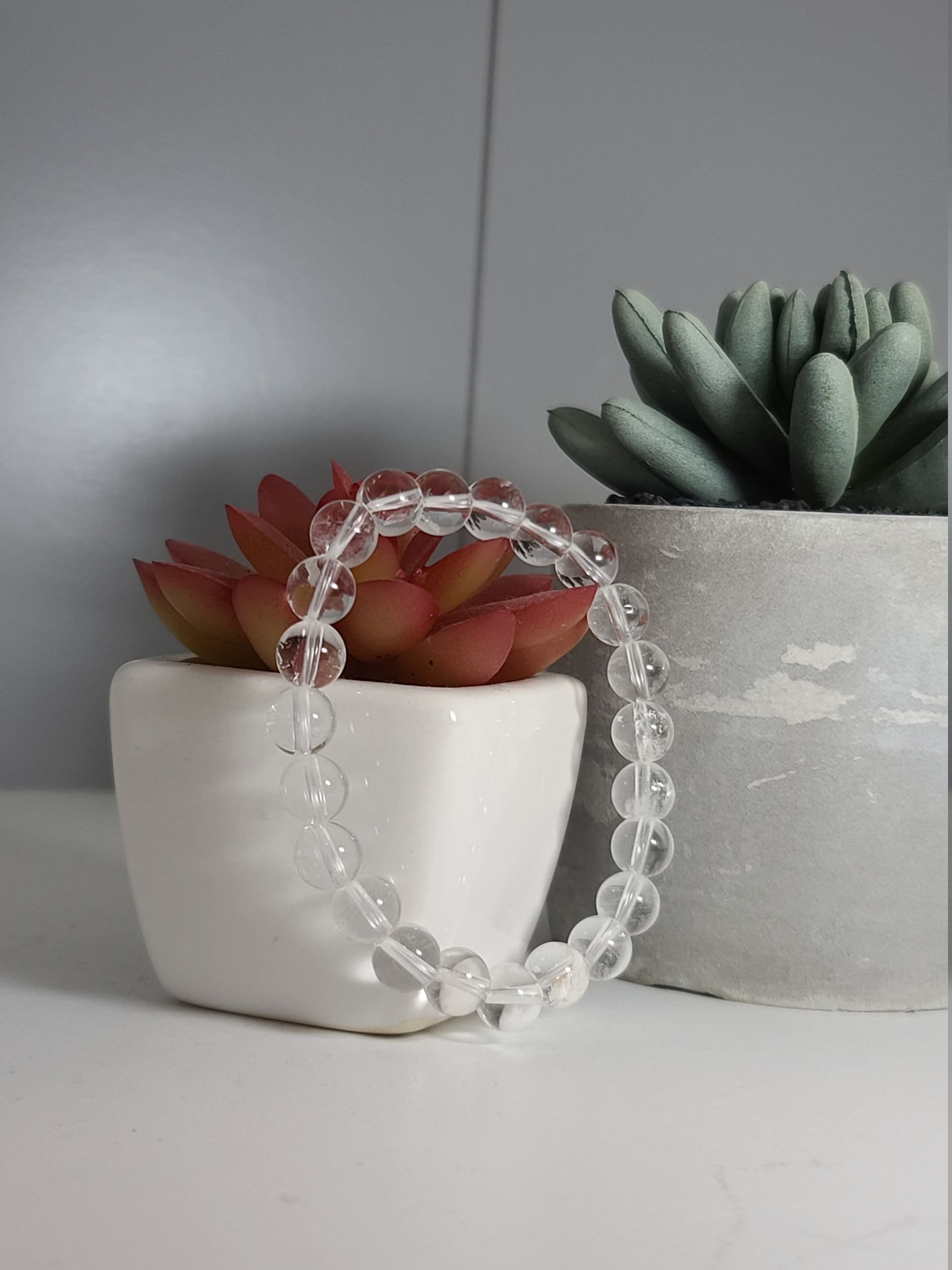 Clear Quartz Beaded Bracelet - Etsy