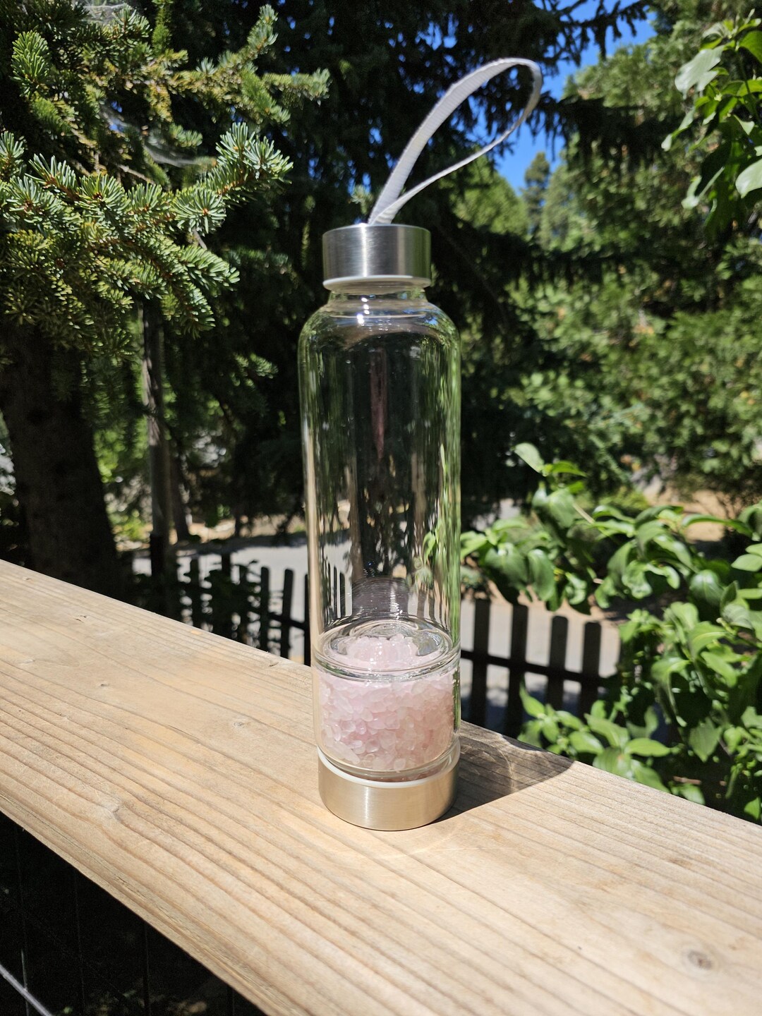Rose Quartz Crystal Charging Glass Water Bottle - Etsy