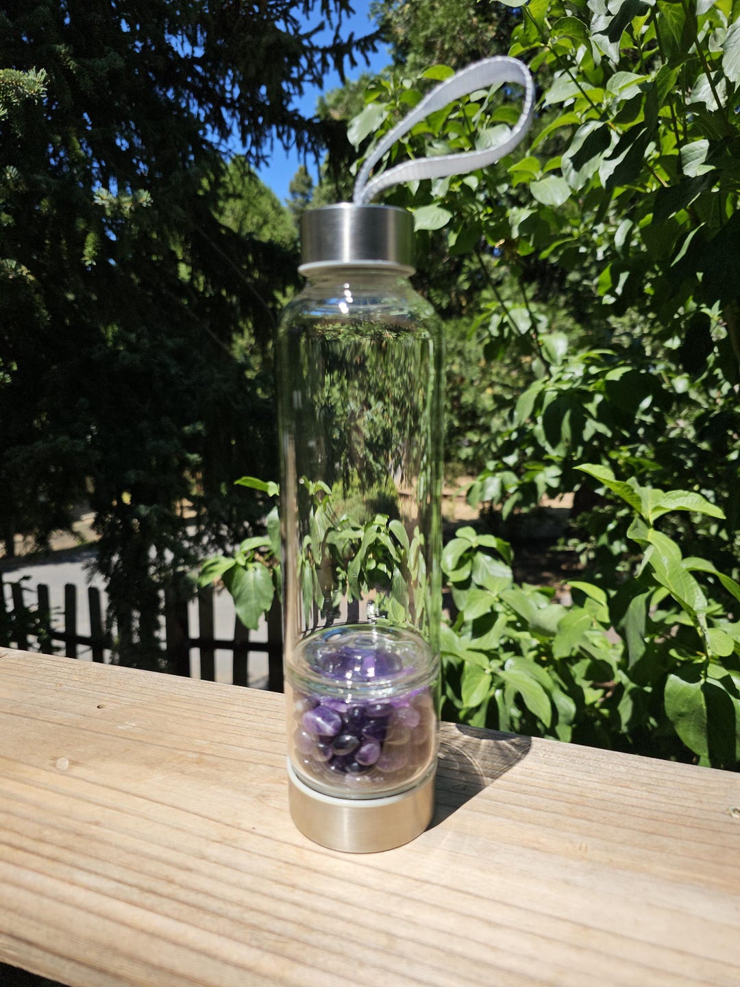 Amethyst Crystal Charging Glass Water Bottle - Etsy