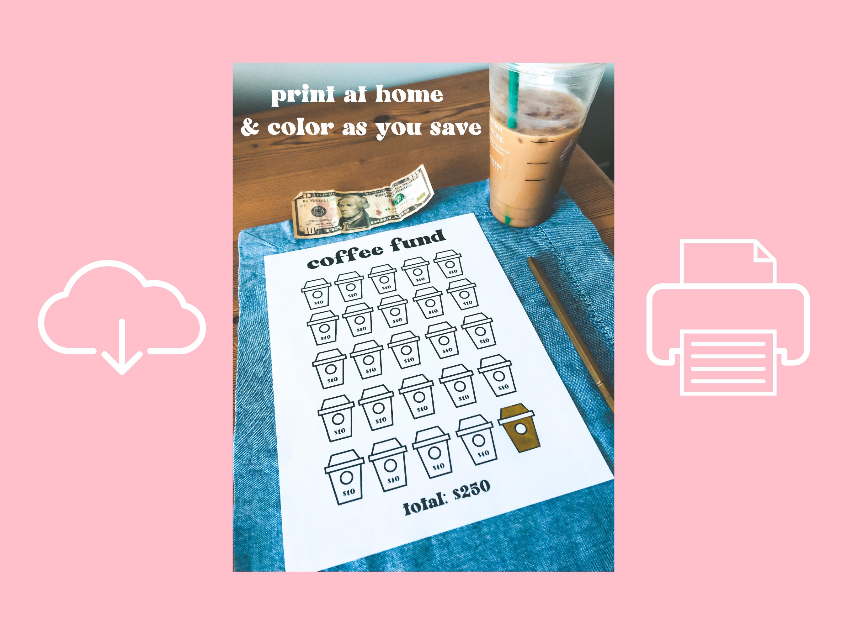 Coffee Fund Printable Challenge, Savings Challenge Printable, Fun ...