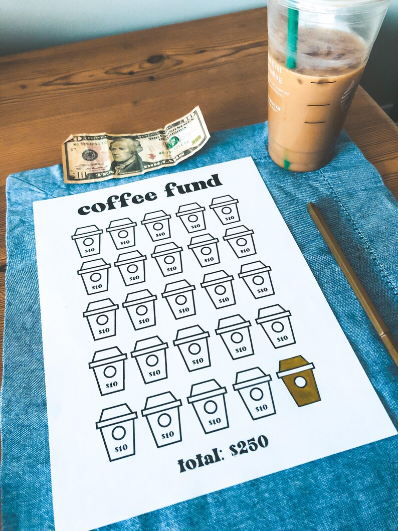Coffee Fund Printable Challenge, Savings Challenge Printable, Fun ...