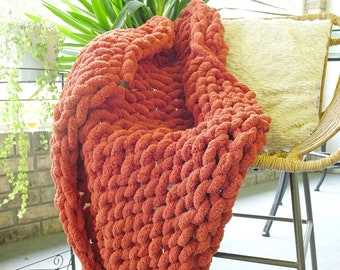Chunky Knit Throw - Etsy