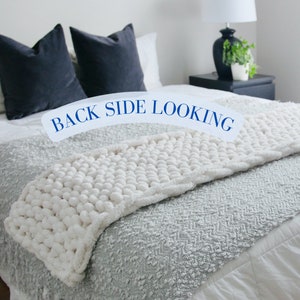 Chunky Knit Bed Runner Blanket Pattern With Photos, How to Hand Knit ...