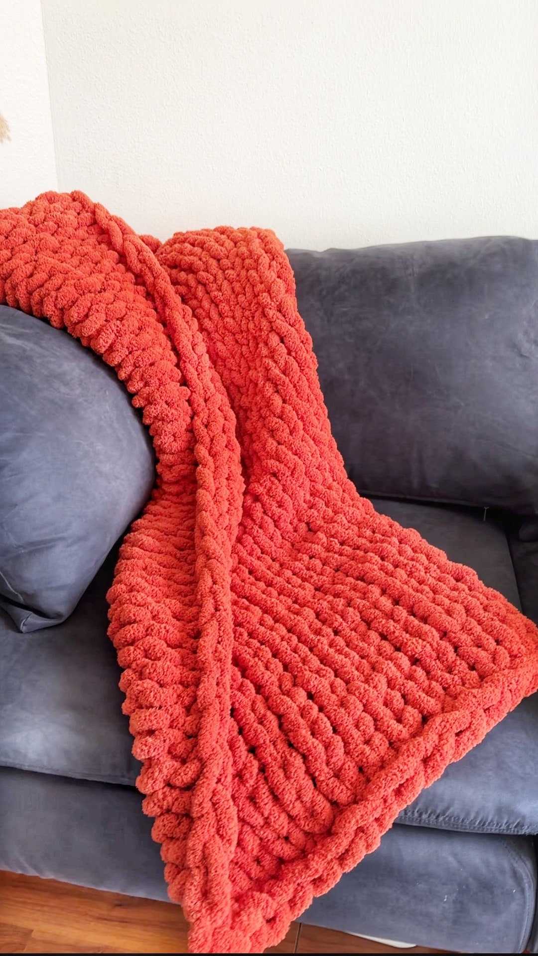 Rust Chunky Throw Blanket Warm Soft and Cozy Knitted Blanket - Etsy