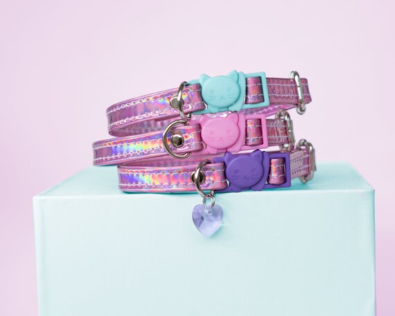 Pink // Rainbow // Holographic // Quick Release // Cat Collar | Etsy