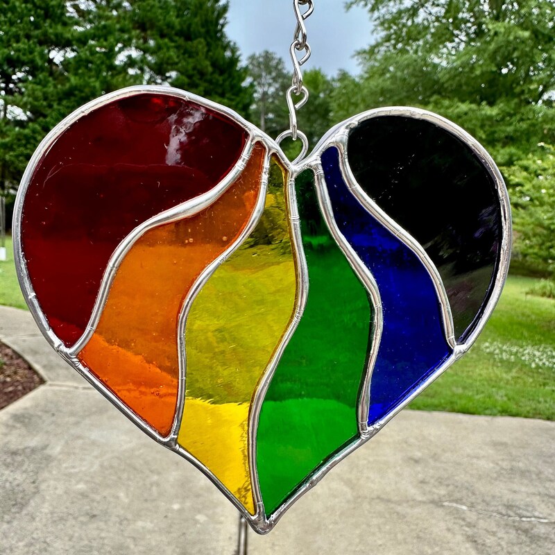 Stained Glass Rainbow Heart - Etsy