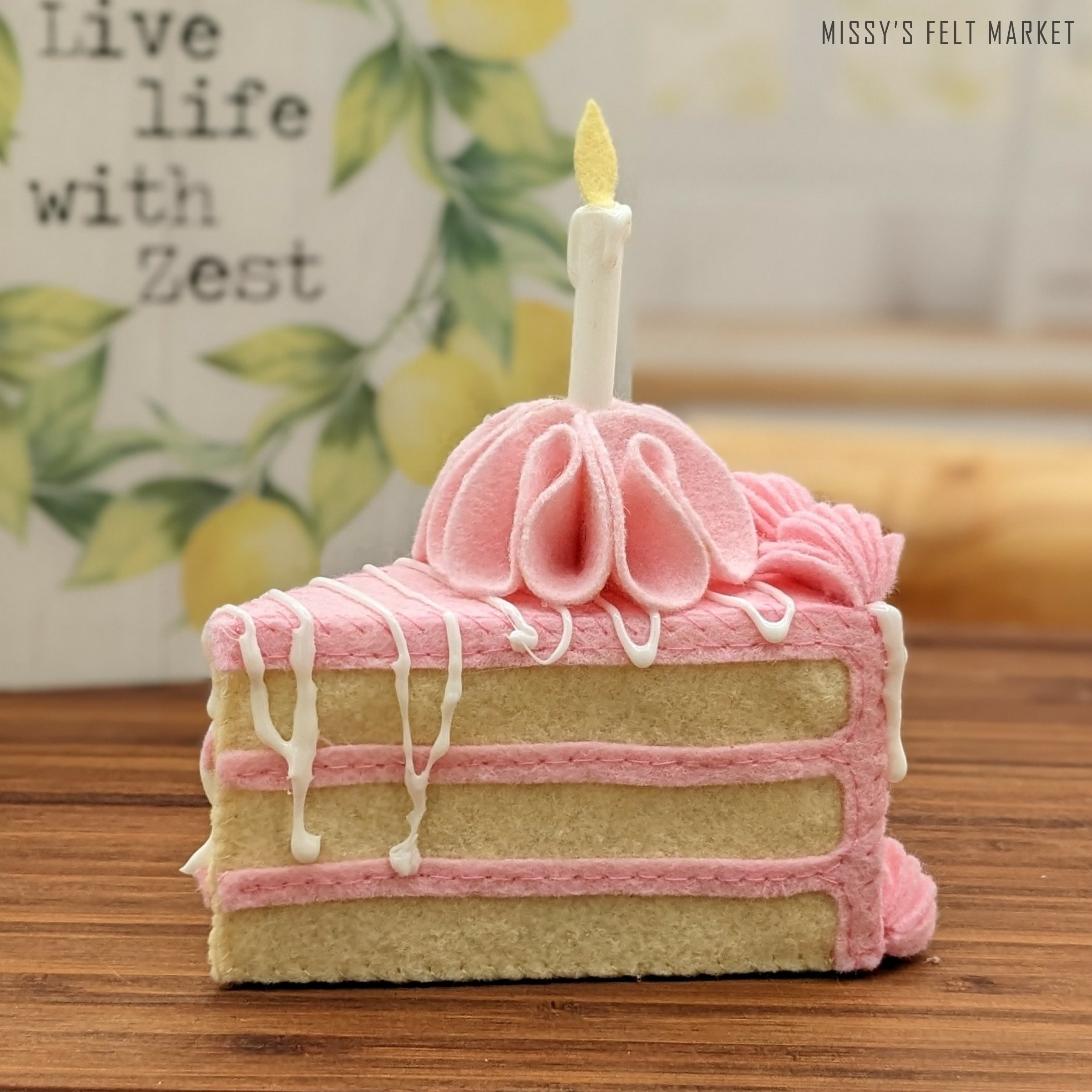 Birthday Cake Slice Pink