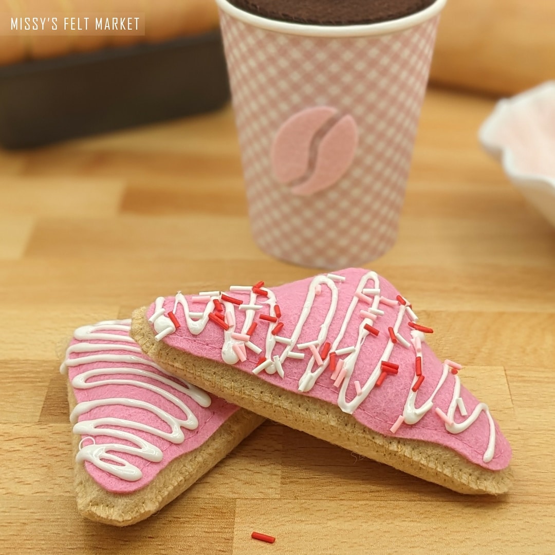 PINK Scones Felt Food With White Chocolate Drizzle and Fake Valentine's ...