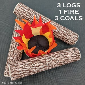 Campfire Pretend Play Set for Kids With 3 Durable Fabric Logs and a ...