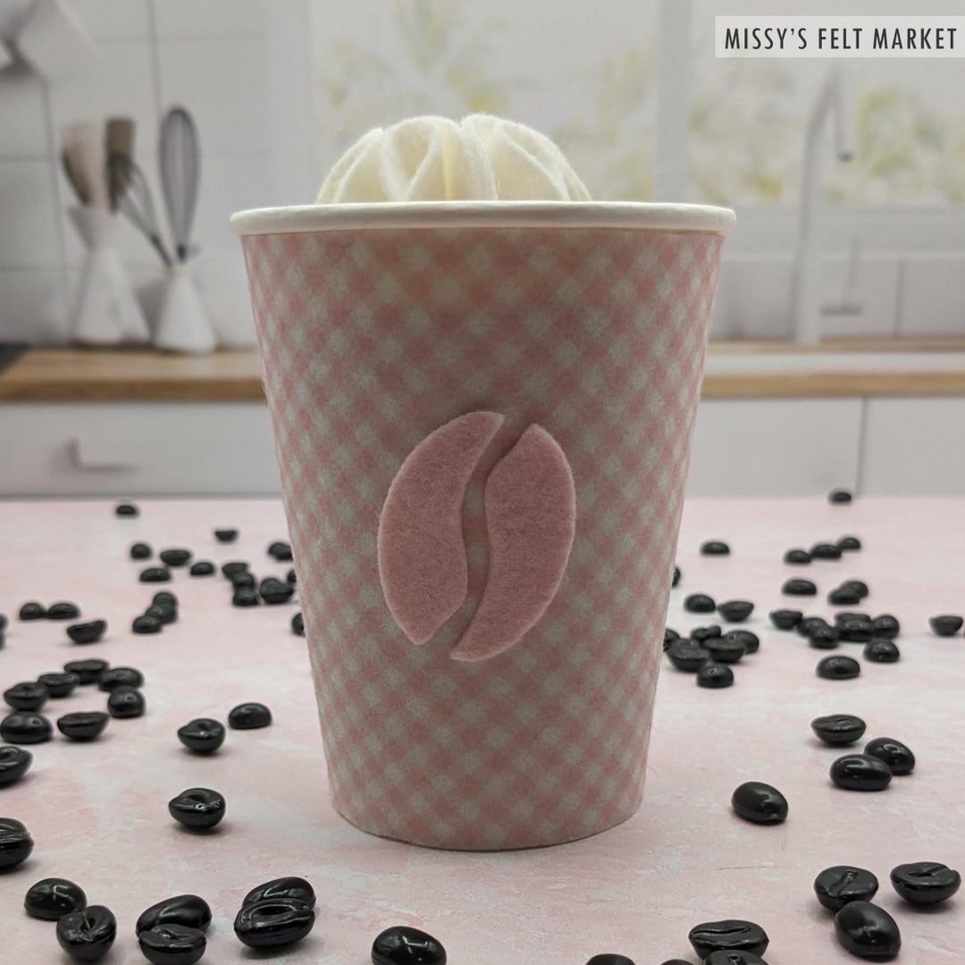 Valentine's Day PINK CHECK LATTE Cup Felt Play Food - Etsy