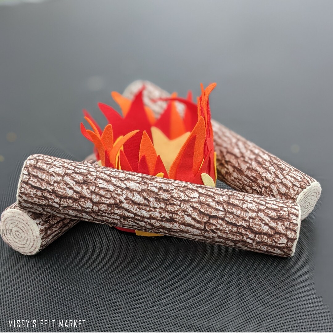 Campfire Pretend Play Set for Kids With 3 Durable Fabric Logs and a ...