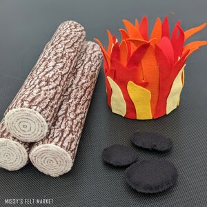 Campfire Pretend Play Set for Kids With 3 Durable Fabric Logs and a ...